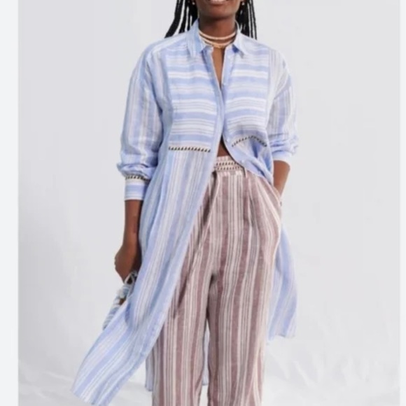 H&M | Dresses | Lemlem X Hm 0 Linen Midi Shirt Dress Size Xs | Poshmark